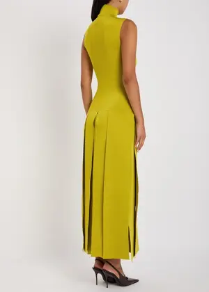 Alaïa Pleated Stretch Fine-knit Maxi Dress