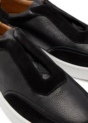 AURELIEN Leisure Panelled Grained Leather Sneakers
