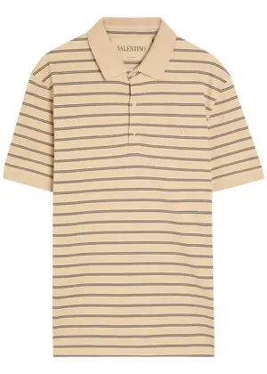 Valentino Garavani Striped Piqué Cotton Polo Shirt