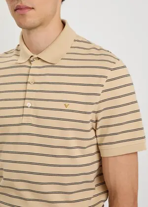 Valentino Garavani Striped Piqué Cotton Polo Shirt
