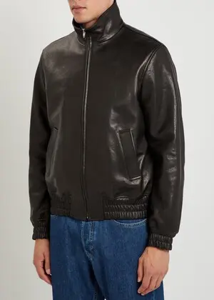 Valentino Garavani Funnel-neck Leather Jacket