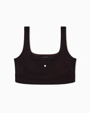 Armani Exchange Slim-fit Top In Recycled Heavy Rib Jersey - Brown