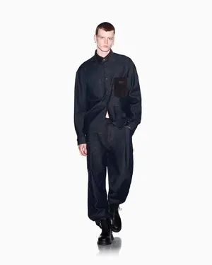 Armani Exchange Oversized Shirt In Stretch Cotton Denim
