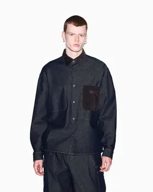 Armani Exchange Oversized Shirt In Stretch Cotton Denim