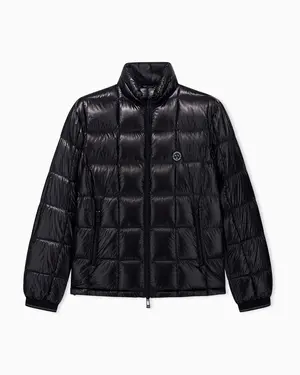 Armani Exchange Down Jacket In Nylon With Feather Padding - Black