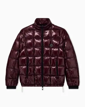 Armani Exchange Quilted Down Jacket With Stand Collar - Red
