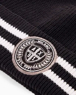 Armani Exchange Beanie Hat Virgin Wool And Cotton Blend