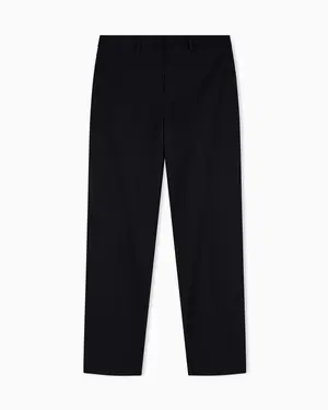 Armani Exchange Regular Fit Trousers Stretch Viscose - Black