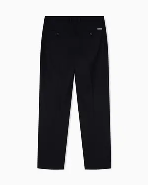 Armani Exchange Regular Fit Trousers Stretch Viscose - Black