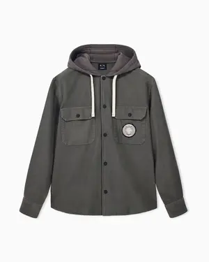 Armani Exchange Oversized Shirt In Cotton Moleskin - Brown