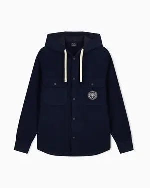 Armani Exchange Oversized Shirt In Cotton Moleskin - Navy Blue