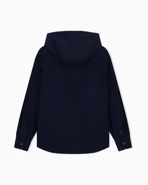 Armani Exchange Oversized Shirt In Cotton Moleskin - Navy Blue