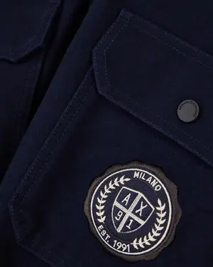 Armani Exchange Oversized Shirt In Cotton Moleskin - Navy Blue