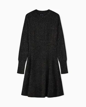 Armani Exchange Slim Fit Knit Dress In Recycled Viscose And Metallic Fiber - Black