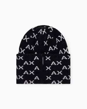 Armani Exchange Beanie Hat Viscose Blend - Black