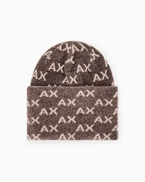 Armani Exchange Beanie Hat Viscose Blend Brown