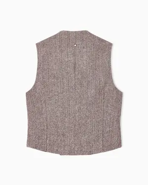 Armani Exchange Double Breasted Waistcoat In Herringbone Virgin Wool And Silk Blend