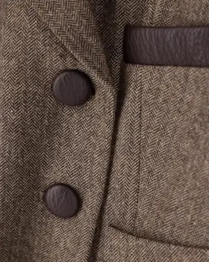 Armani Exchange Double Breasted Waistcoat In Herringbone Virgin Wool And Silk Blend