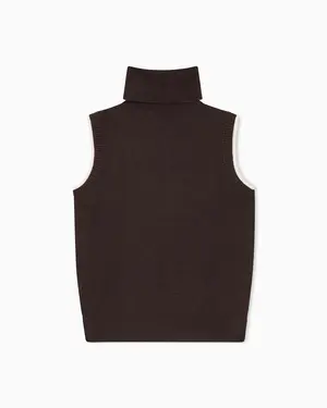 Armani Exchange Slim Fit Knit Top In Viscose Wool And Cashmere - Brown