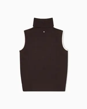 Armani Exchange Slim Fit Knit Top In Viscose Wool And Cashmere - Brown