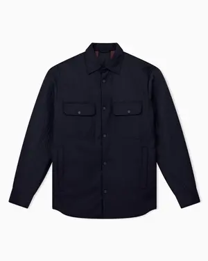 Armani Exchange Blouson Jacket In Stretch Viscose Blend - Navy Blue