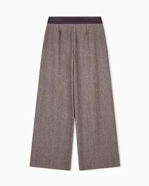 Armani Exchange Relaxed Fit Trouser In Herringbone Virgin Wool And Silk