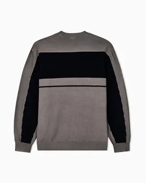 Armani Exchange Regular Fit Pullover In Virgin Wool And Cotton Blend - Brown