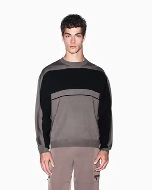 Armani Exchange Regular Fit Pullover In Virgin Wool And Cotton Blend - Brown