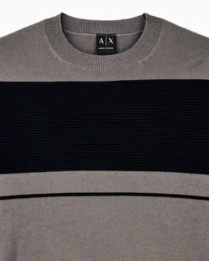 Armani Exchange Regular Fit Pullover In Virgin Wool And Cotton Blend - Brown