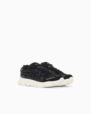 Armani Exchange Mesh And Suede Lace-up Sneakers - Black