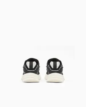 Armani Exchange Mesh And Suede Lace-up Sneakers - Black
