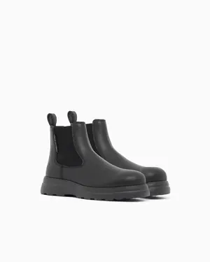 Armani Exchange Matte Action Leather Chelsea Boots