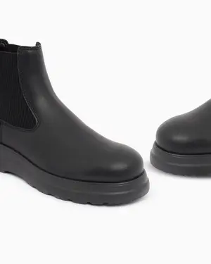 Armani Exchange Matte Action Leather Chelsea Boots