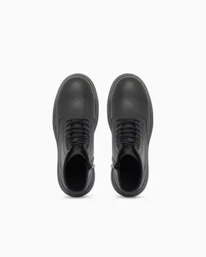Armani Exchange Matte Action Leather Lace-up Boots