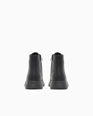 Armani Exchange Matte Action Leather Lace-up Boots