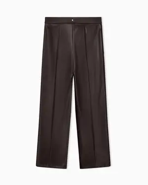Armani Exchange Coated Fabric Oversized Fit Trousers With Rib Details
