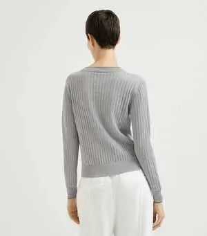 Brunello Cucinelli Cotton Ribbed V-neck Sweater