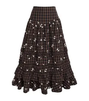 GANNI Organic Cotton Printed Midi Skirt