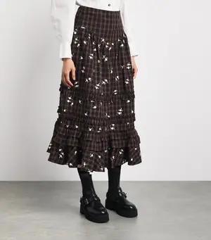 GANNI Organic Cotton Printed Midi Skirt