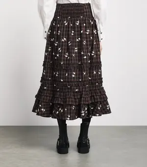 GANNI Organic Cotton Printed Midi Skirt