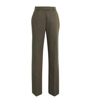 GANNI Wool Straight Trousers - Brown