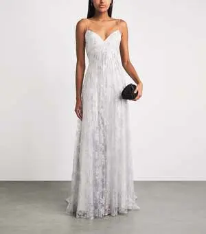 SANDRA MANSOUR Embellished Silent Thread Gown
