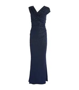 Talbot Runhof Sequin Sleeveless Gown - Navy