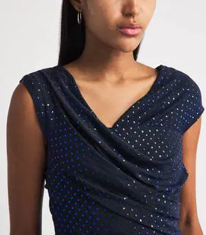 Talbot Runhof Sequin Sleeveless Gown - Navy