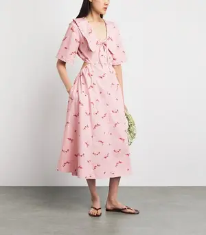 GANNI Stretch-cotton Cut-out Midi Dress