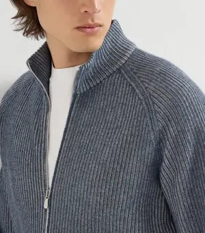 Brunello Cucinelli Cashmere Ribbed Zip-up Cardigan
