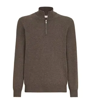 Brunello Cucinelli Cashmere Quarter-zip Sweater - Brown
