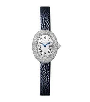 Cartier Mini Gold And Diamond Baignoire De Watch - White