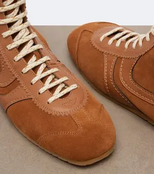 Dries Van Noten Leather-trimmed Suede High-top Sneakers