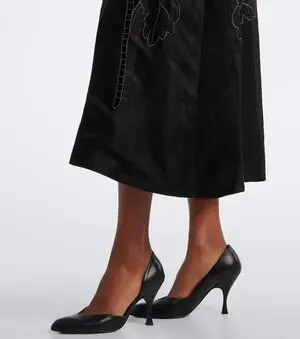 LEO LIN Aubrey Floral-appliqué Linen-blend Midi Dress
